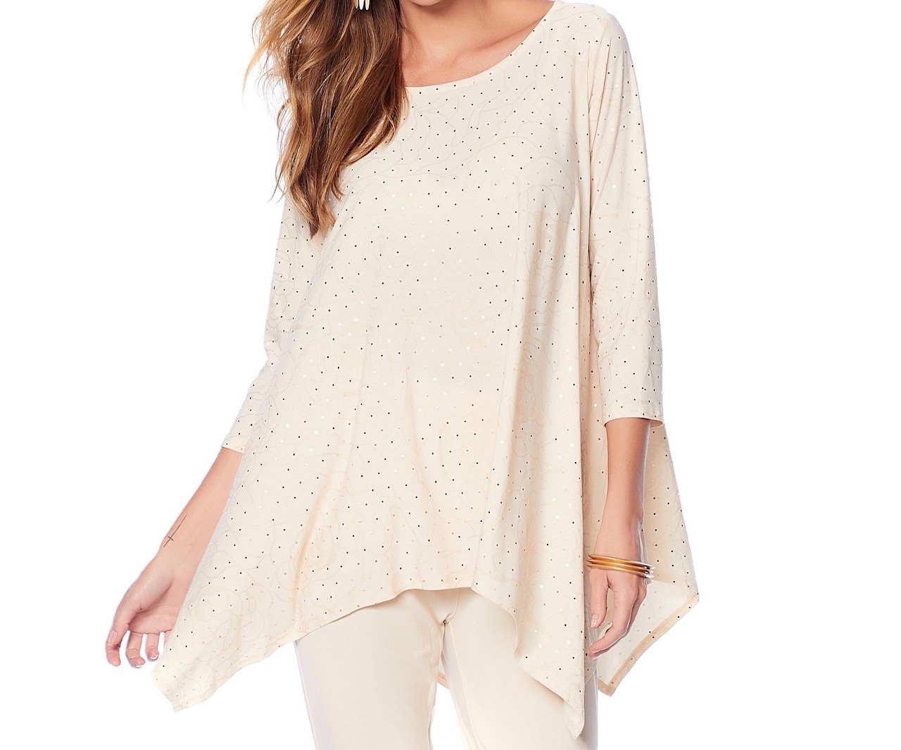 Matt Jersey Knit Sharkbite Shape Hem Round Neck 3/4 Sleeve - Etsy