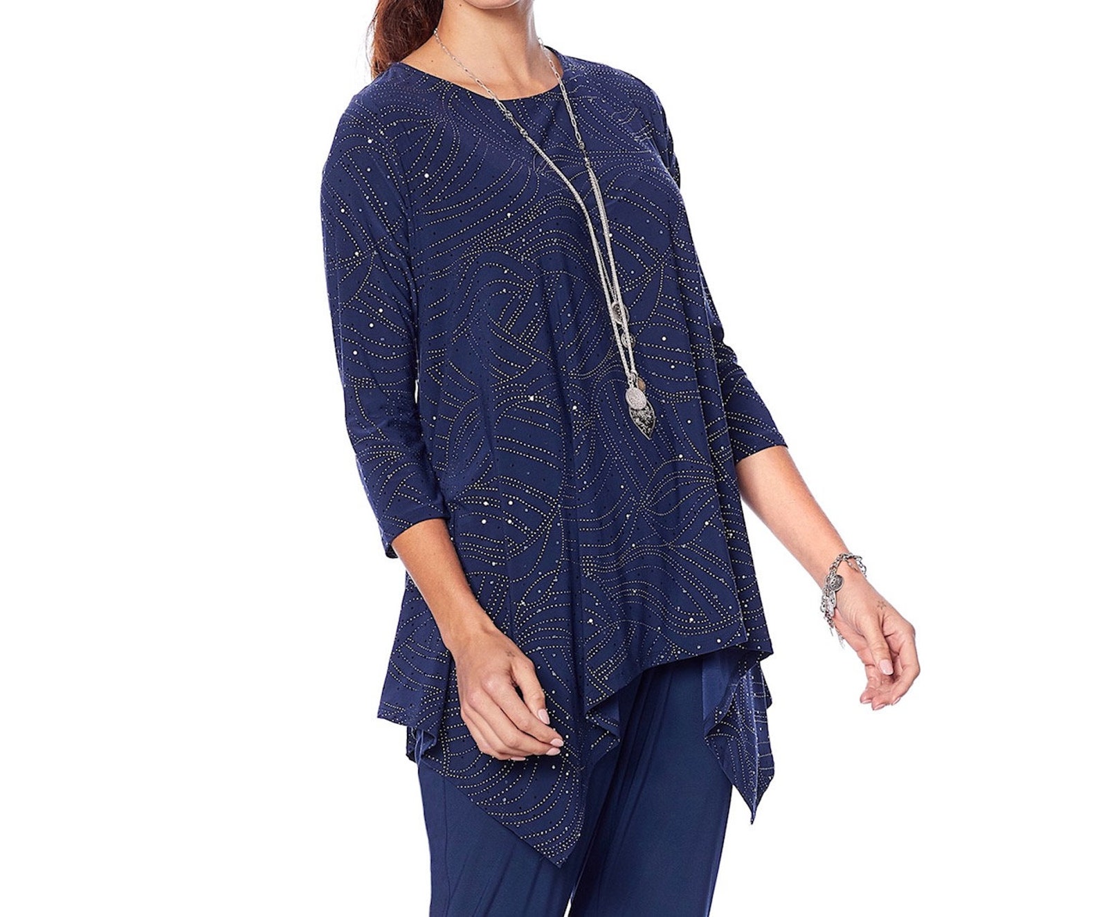 Matt Jersey Knit Sharkbite Shape Hem Round Neck 3/4 Sleeve - Etsy