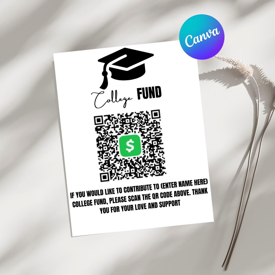College Fund QR Code Sign Template, Modern Minimalist Graduation ...