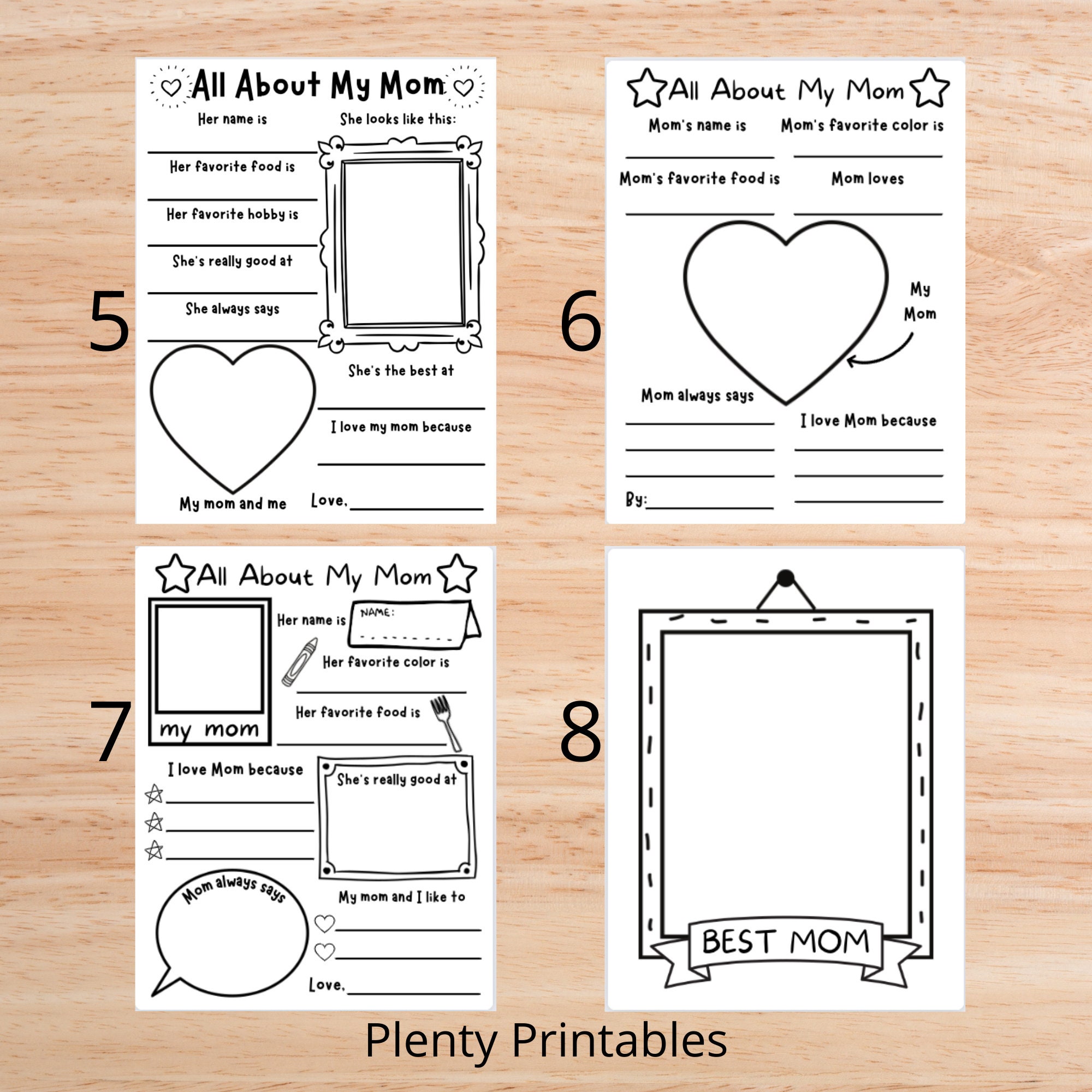 Best Mom & Mother's Day 30 Coloring Page Bundle | All About Mom Fill-in ...