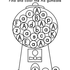 Printable Gumball Letter Search A-Z Alphabet Coloring Pages | Alphabet ...