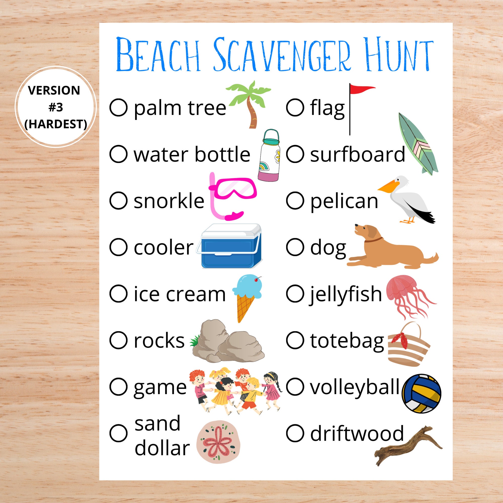 Beach Scavenger Hunt | 3 Versions | Beach Treasure Hunt | Summer ...