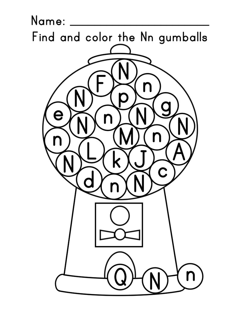 Printable Gumball Letter Search A-Z Alphabet Coloring Pages | Alphabet ...