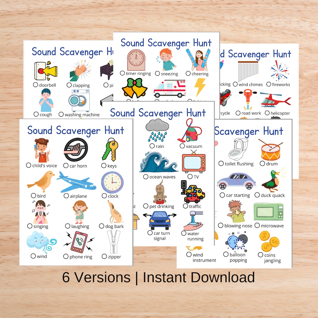 Sound Scavenger Hunt | 6 Versions | Listening Game | Summer Activity ...