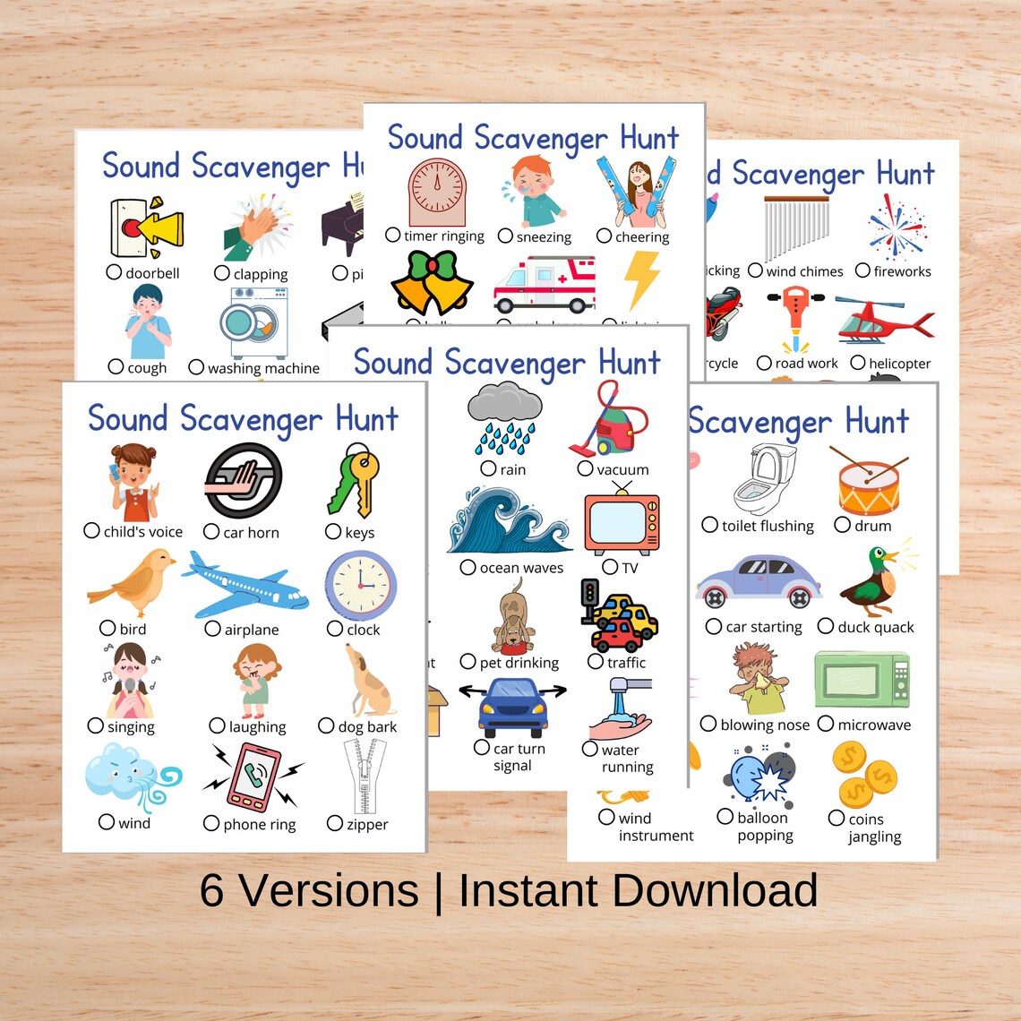 Sound Scavenger Hunt | 6 Versions | Listening Game | Summer Activity ...