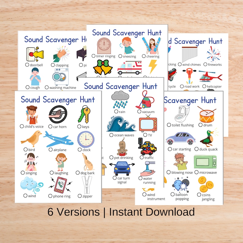 Sound Scavenger Hunt | 6 Versions | Listening Game | Summer Activity ...