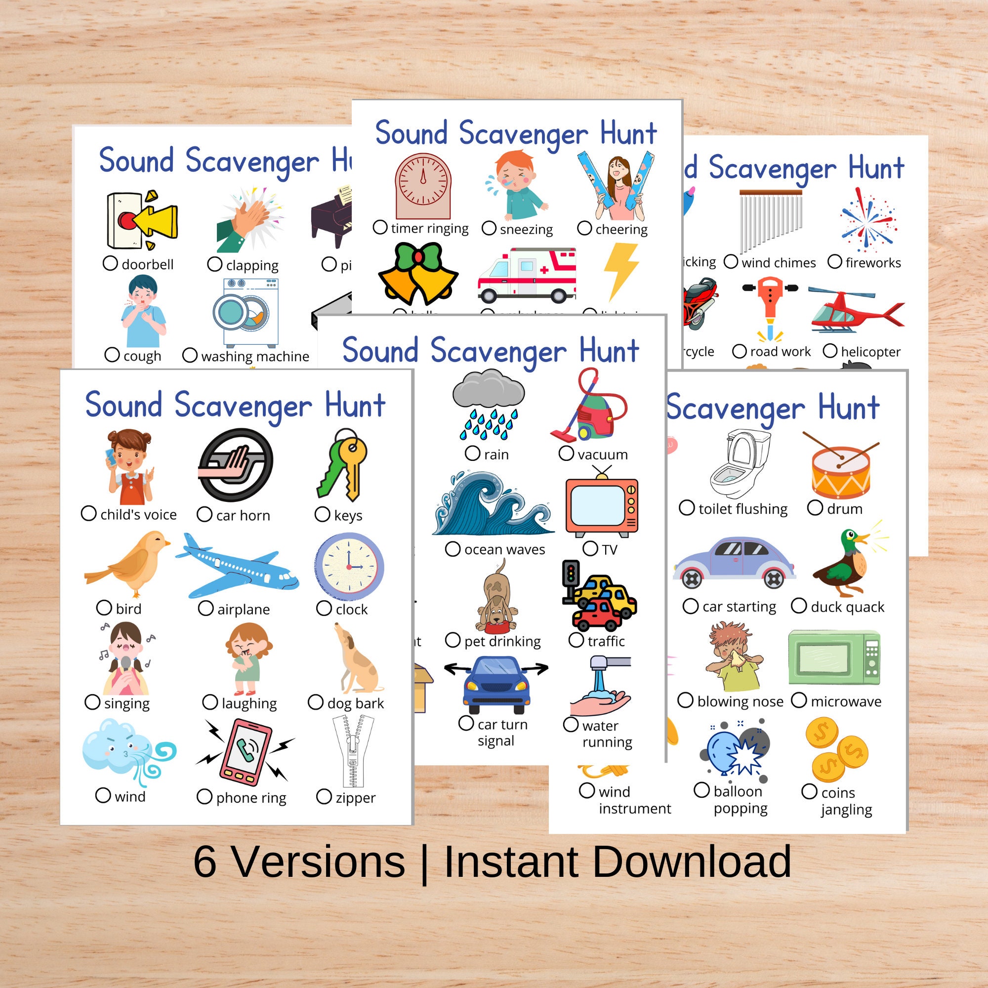 Sound Scavenger Hunt | 6 Versions | Listening Game | Summer Activity ...