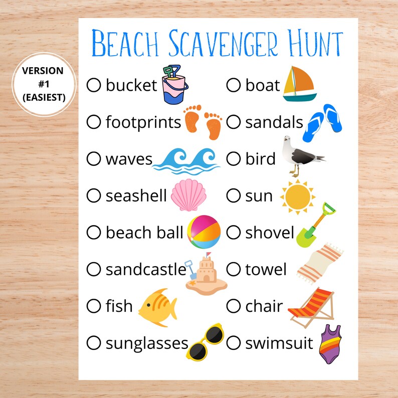 Beach Scavenger Hunt | 3 Versions | Beach Treasure Hunt | Summer ...