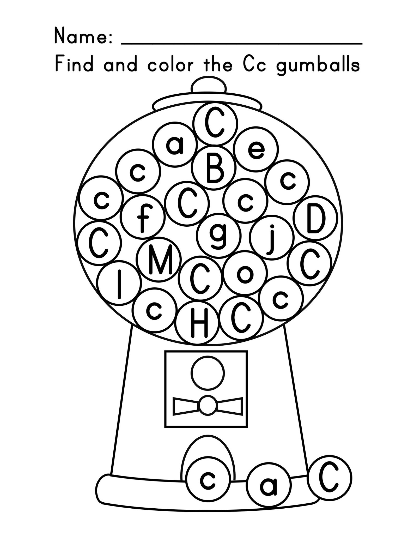 Printable Gumball Letter Search A-Z Alphabet Coloring Pages | Alphabet ...