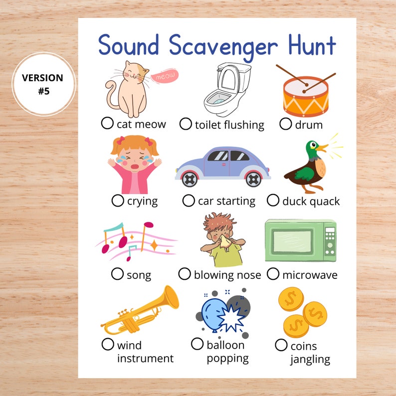 Sound Scavenger Hunt | 6 Versions | Listening Game | Summer Activity ...
