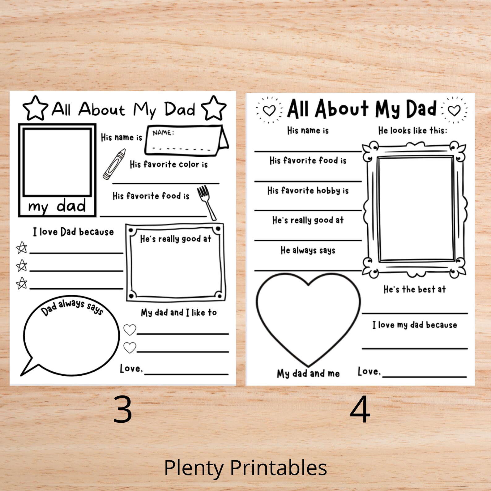 Best Dad & Father's Day 29 Coloring Page Bundle | All About Dad Fill-in ...