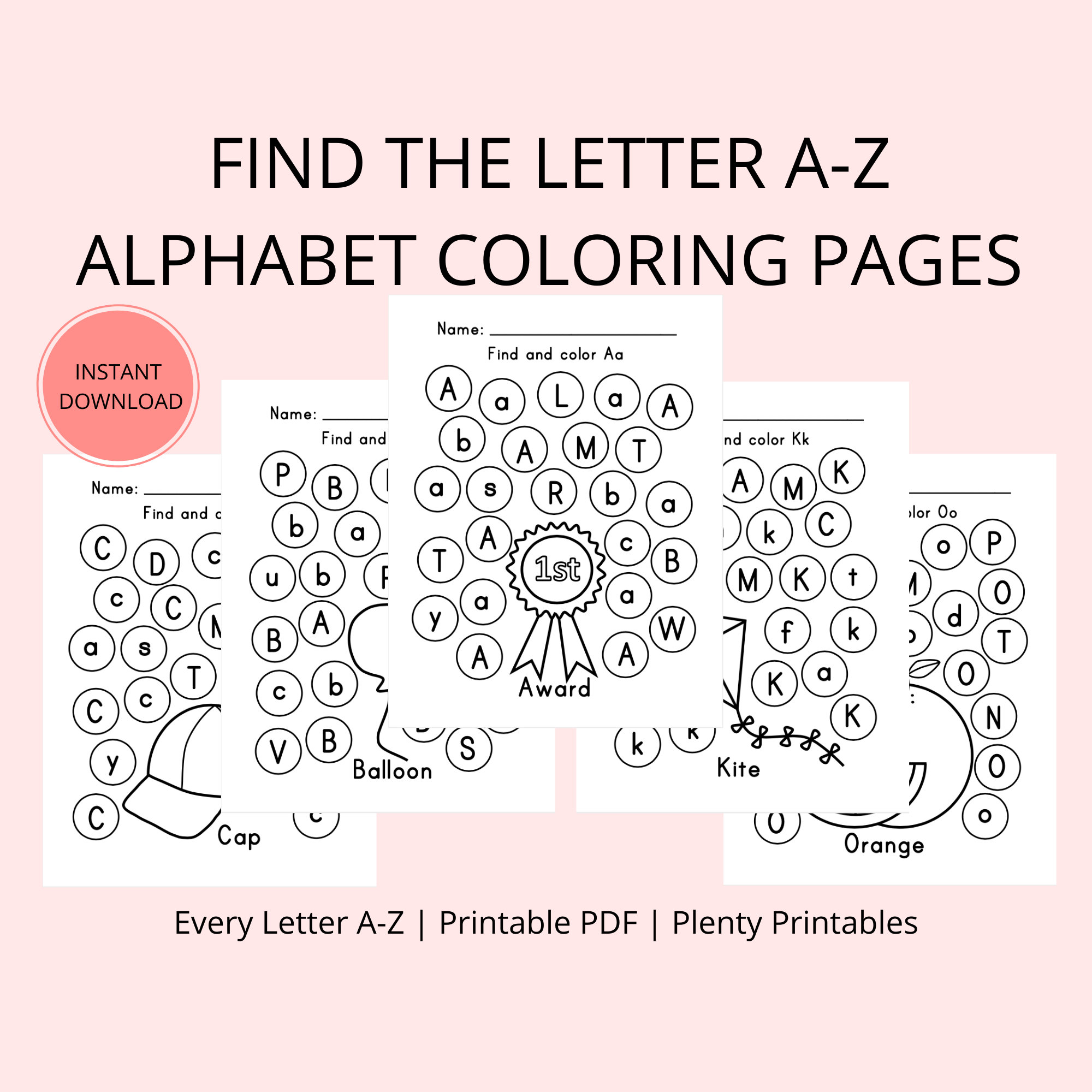 Printable Find the Letter A-Z Alphabet Coloring Pages Alphabet Search ...
