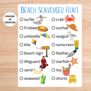 Beach Scavenger Hunt | 3 Versions | Beach Treasure Hunt | Summer ...