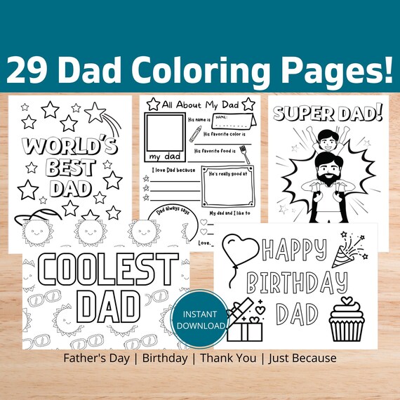 Best Dad & Father's Day 29 Coloring Page Bundle All | Etsy