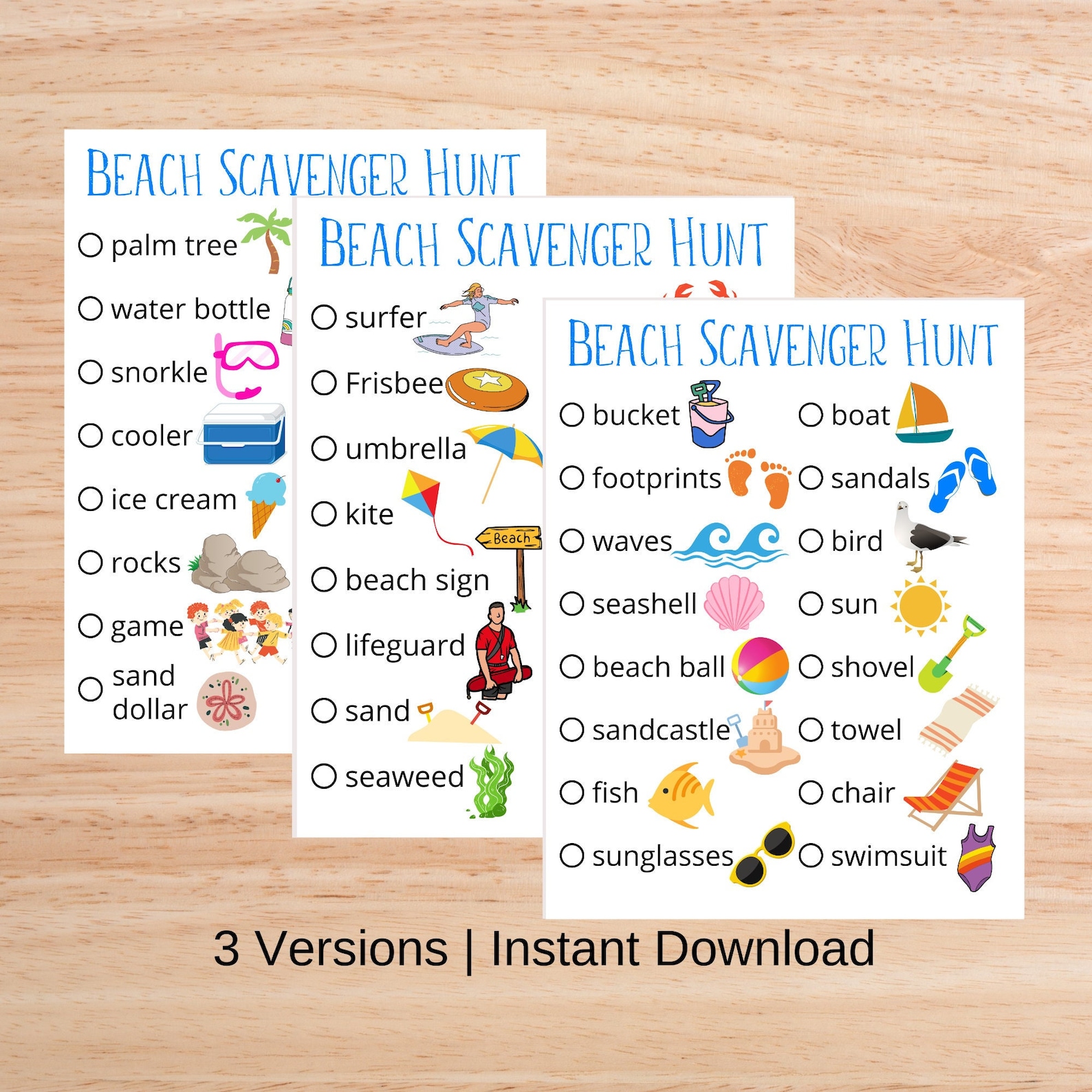 Beach Scavenger Hunt | 3 Versions | Beach Treasure Hunt | Summer ...