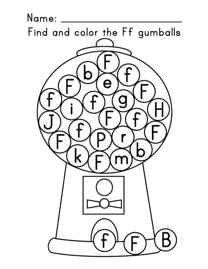 Printable Gumball Letter Search A-Z Alphabet Coloring Pages | Alphabet ...