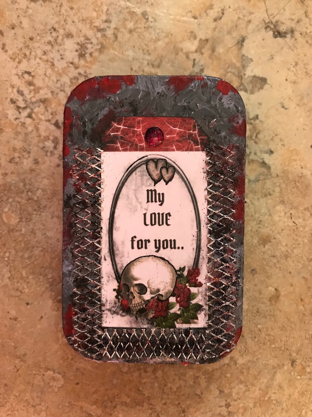 Gothic Altoid Tin Art. Gothic Valentine Gift, Assemblage Art. Skull ...