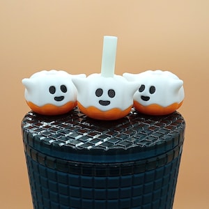 Pumpkin Ghost Straw Toppers. Cute Halloween Straw Buddy. Spooky ...