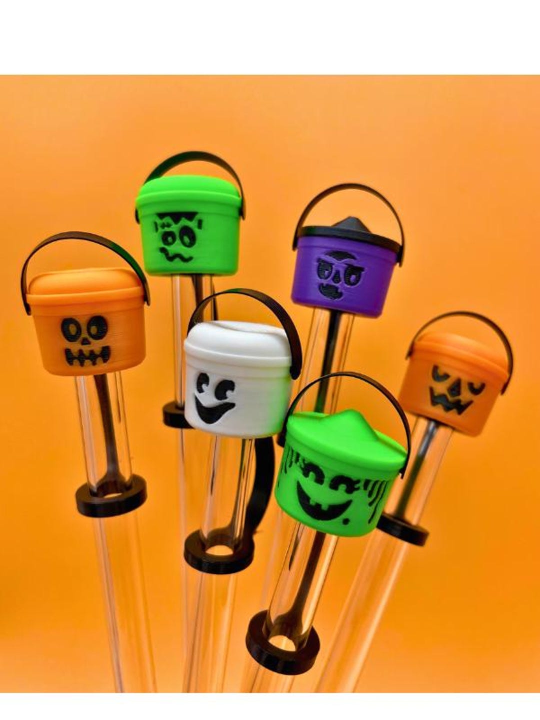 Straw Topper Halloween Boo Buckets, Mchalloween Boo Bucket Straw Cover ...