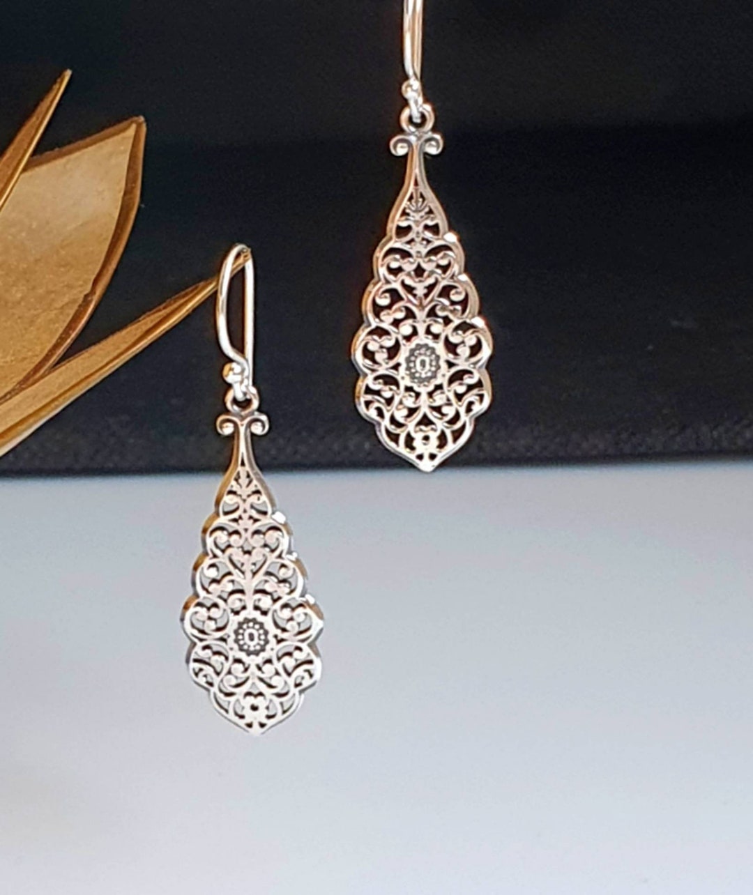 Filigrane Ohrringe Silber, Ohrhänger Sterling Silber 925 - Etsy.de