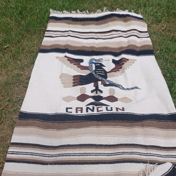 Mexican Wool Blanket W. Thunderbird From Cancun - Etsy