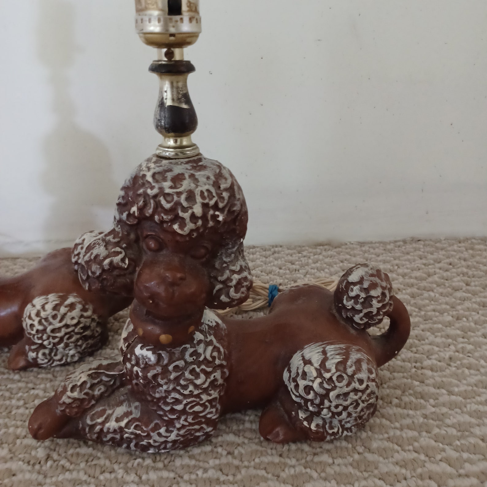 Vintage Poodle Lamps Plaster Brown and White Approximately 10 in High ...