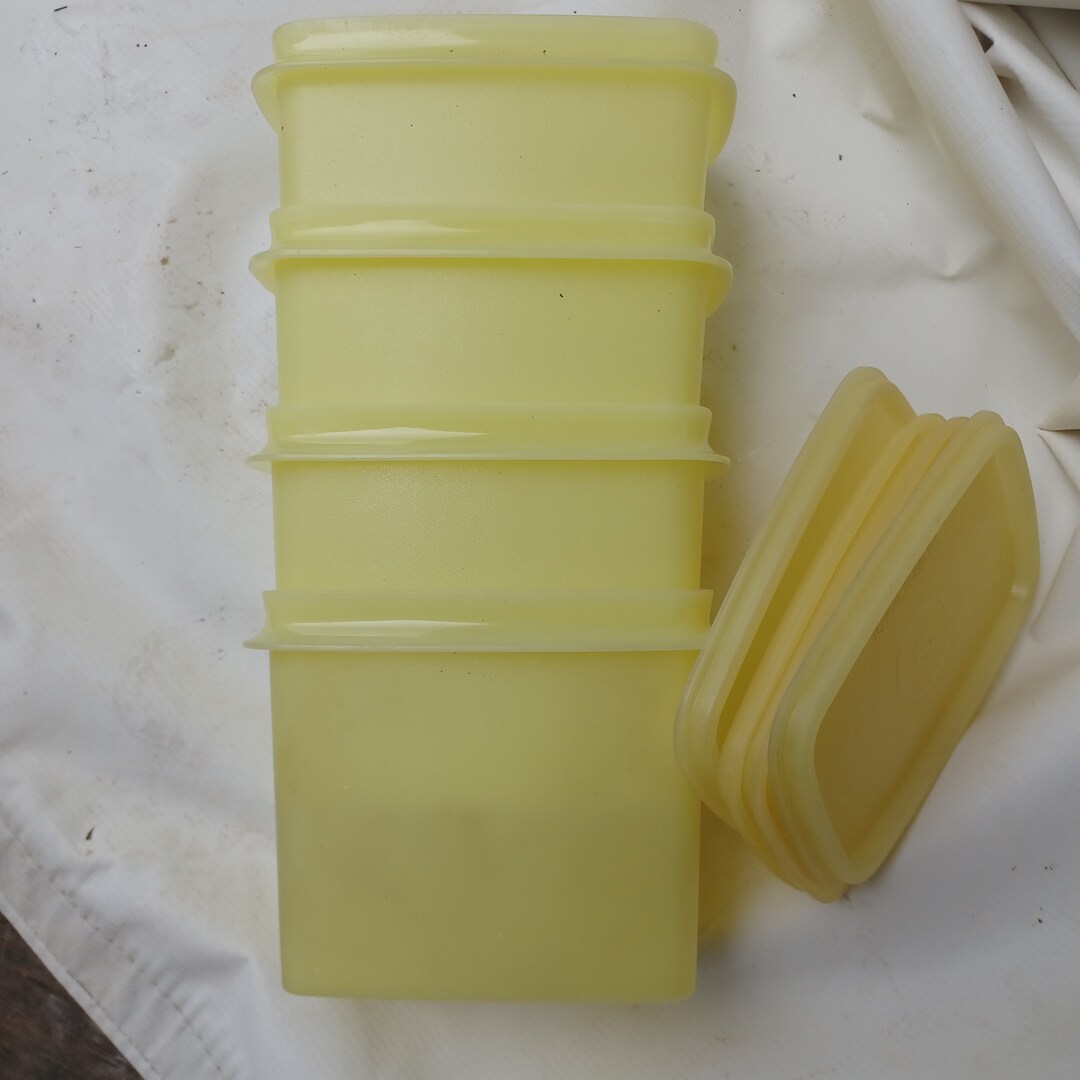 Tupperware Storage Containers Yellow X 4 With Lids - Etsy