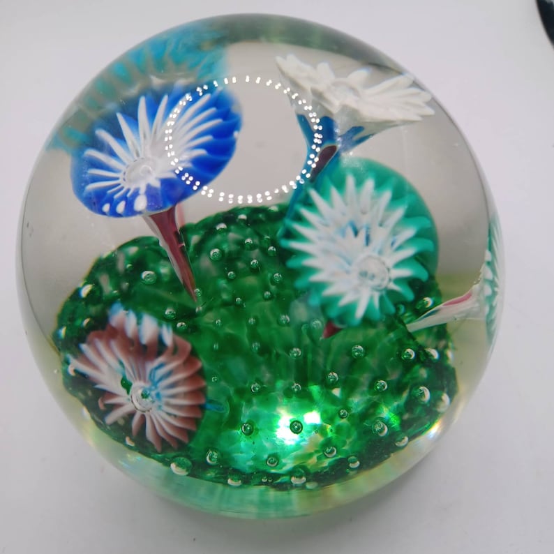 Vintage Murano Glass Paperweight Flowers - Etsy