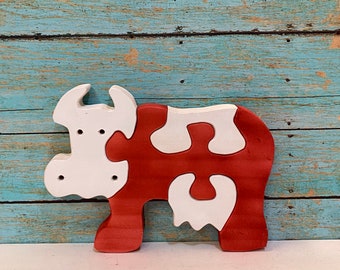Wooden Cow Puzzle | Etsy