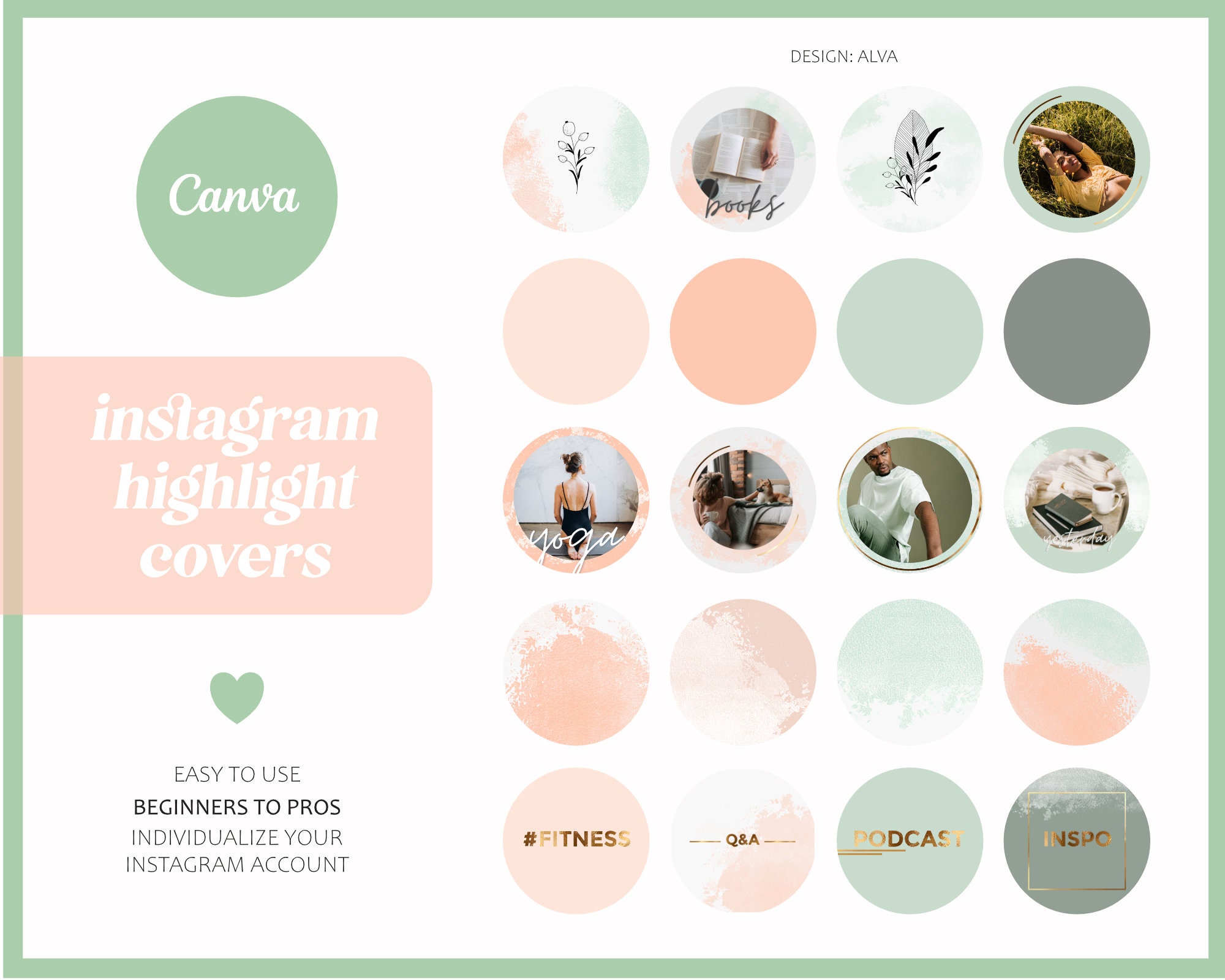 Gold Instagram Story Highlight "alva" | Boho Instagram Stories Cover ...