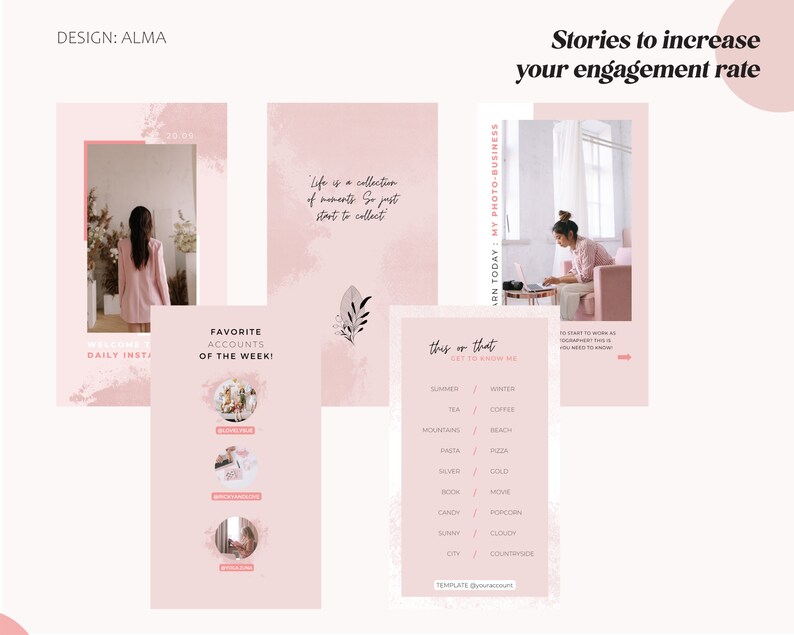 Pink Canva Instagram Story Template alma Engagement Booster Beauty ...