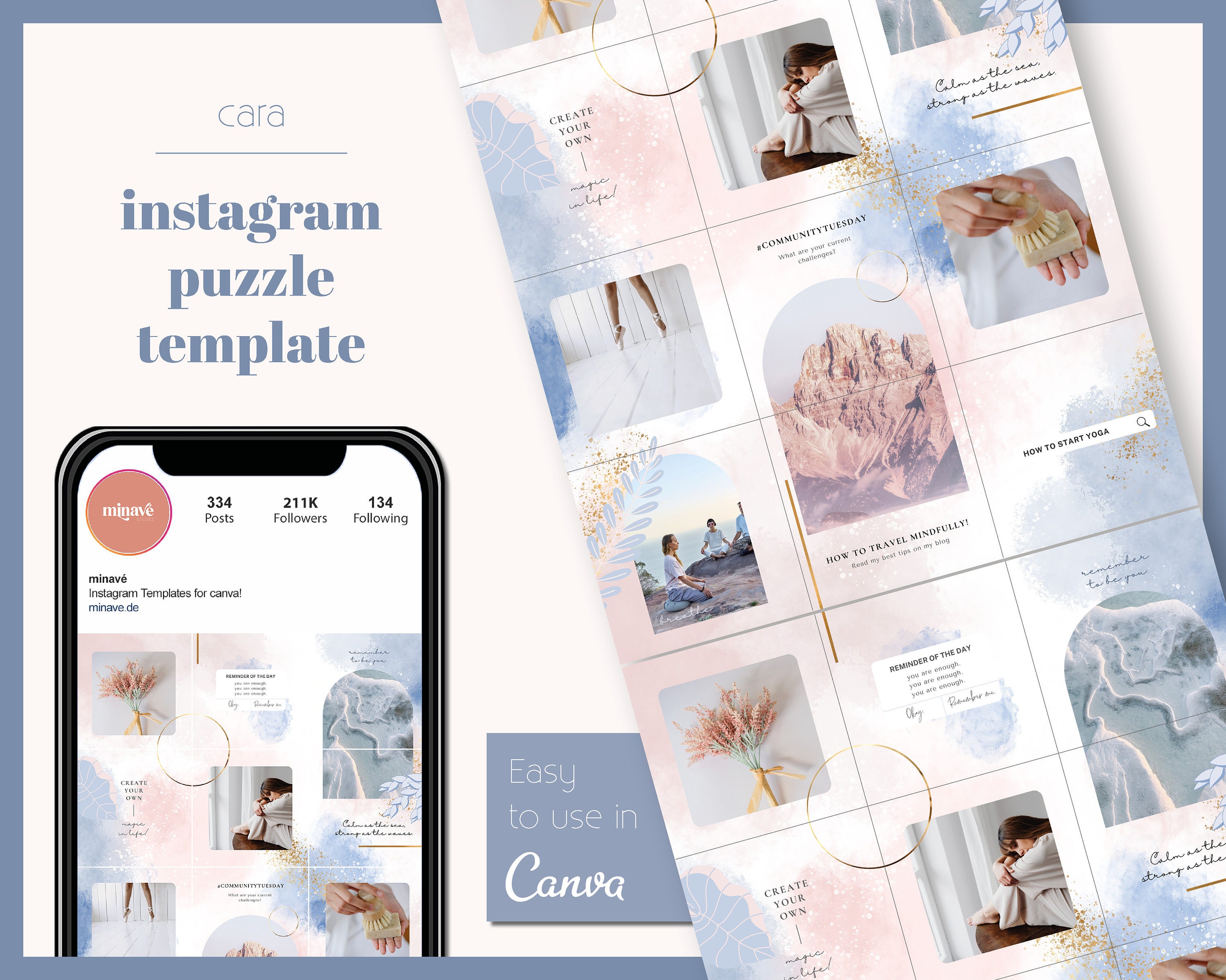 90s Inspired Insta Engagement Branding Posts IG Puzzle Grid Template ...