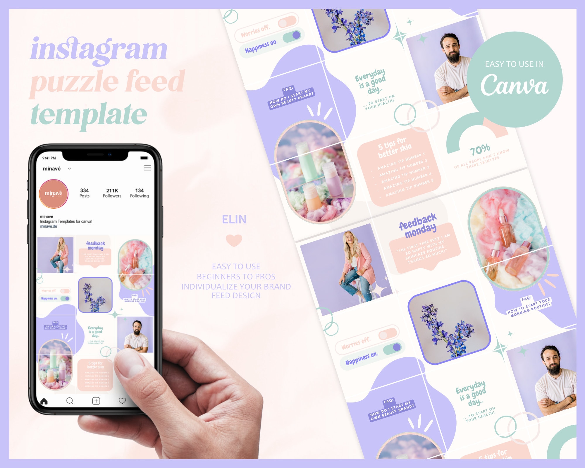 Beauty Instagram Puzzle Feed "elin" | Instagram Puzzle Canva for ...