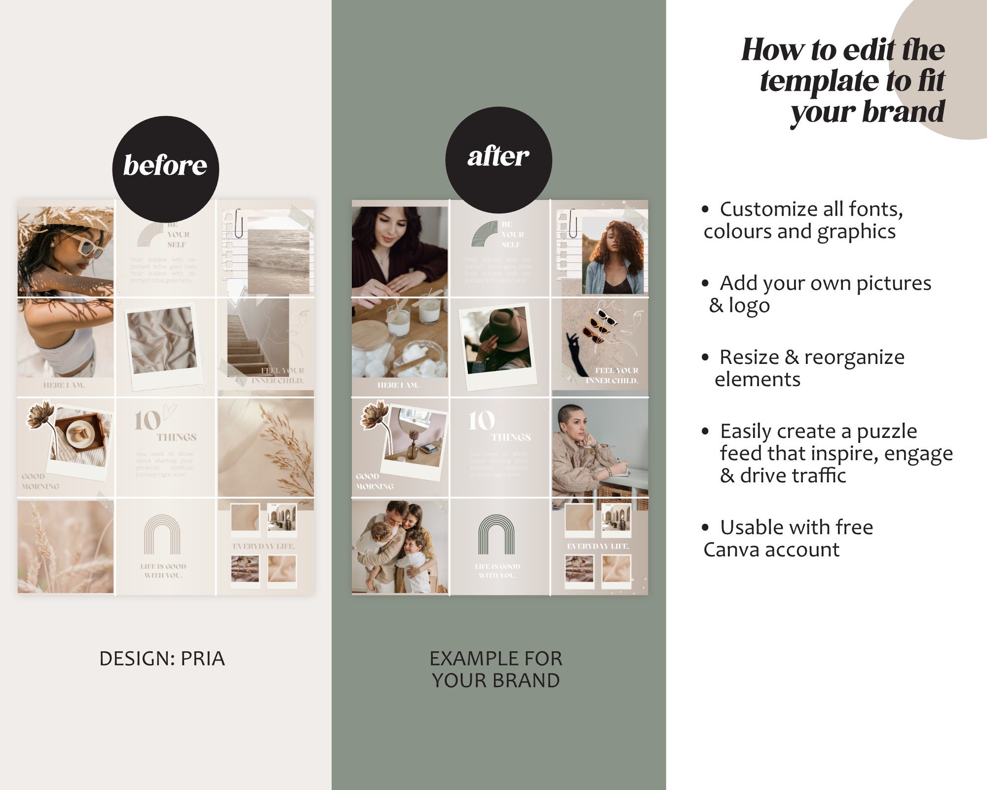 Beige Aesthetic Instagram Puzzle Feed "Pria" | Neutral Instagram Puzzle ...