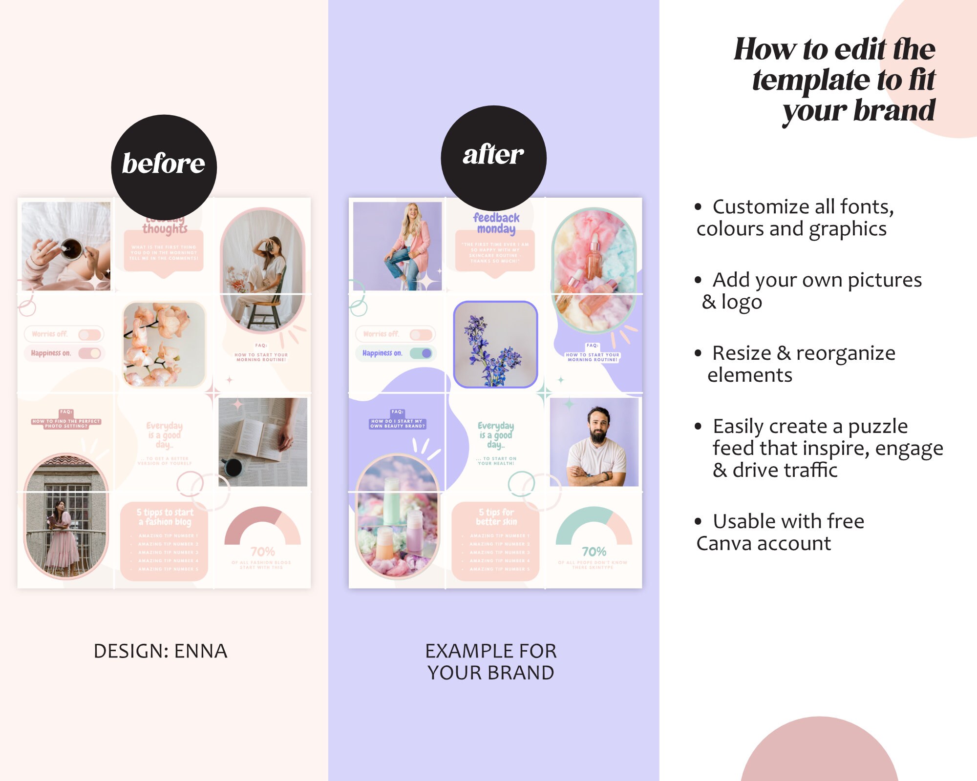 Soft Pink Instagram Puzzle Feed enna Female - Etsy