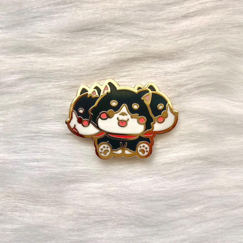 Mythical Creatures Kawaii Enamel Pin Chibi Kitsune Tanuki Cerberus ...