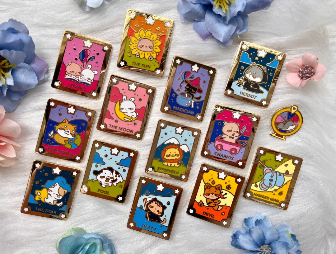 Tarot Card Enamel Pin | Cute Chibi Bunny Bear Design - Etsy