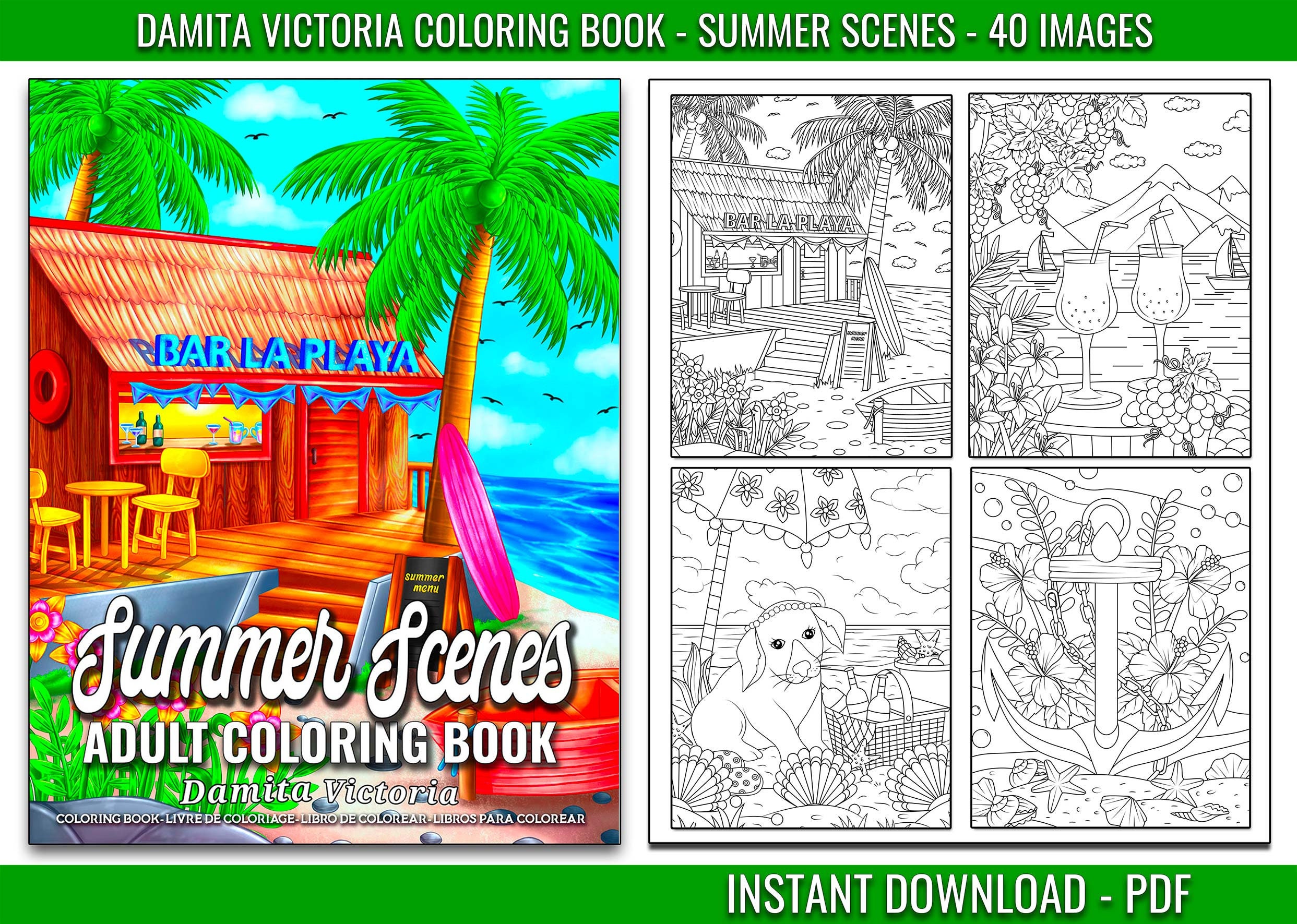 Damita Victoria Summer Scenes Coloring Book | Coloring Book for Women ...