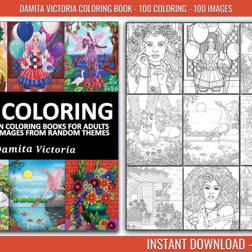 Coloring Books for Adults With 100 Random Themes Coloring - Etsy
