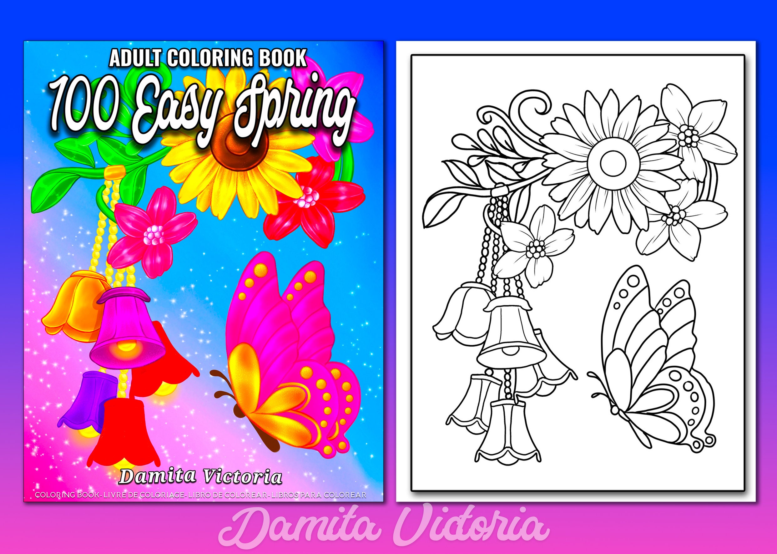 100 Easy Spring Coloring Book With Simple and Easy Coloring - Etsy