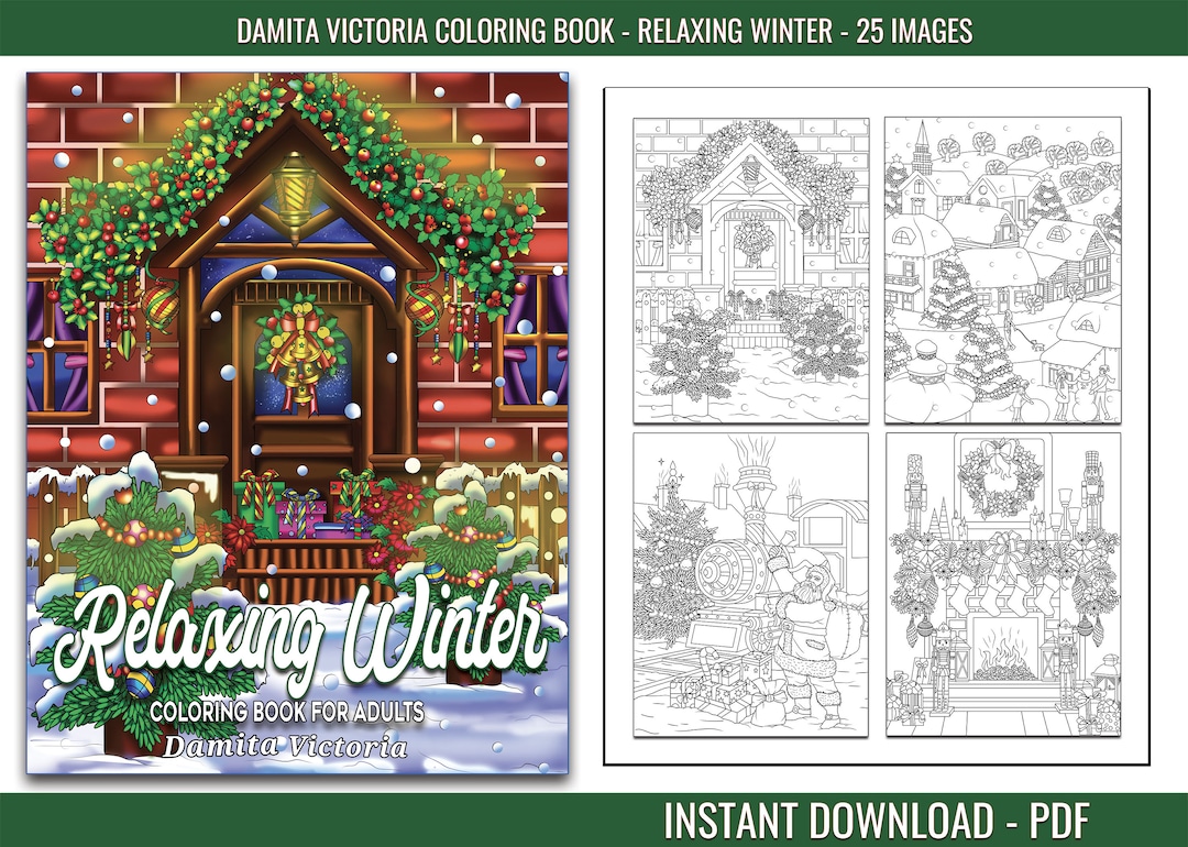 Relaxing Winter Coloring Book for Adults Featuring Relaxing Winter ...