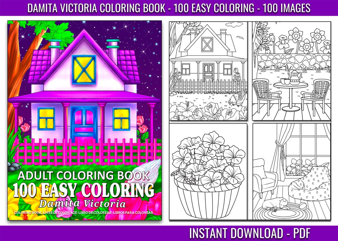 Damita Victoria 100 Easy Coloring Book Large Prints Coloring Book for ...