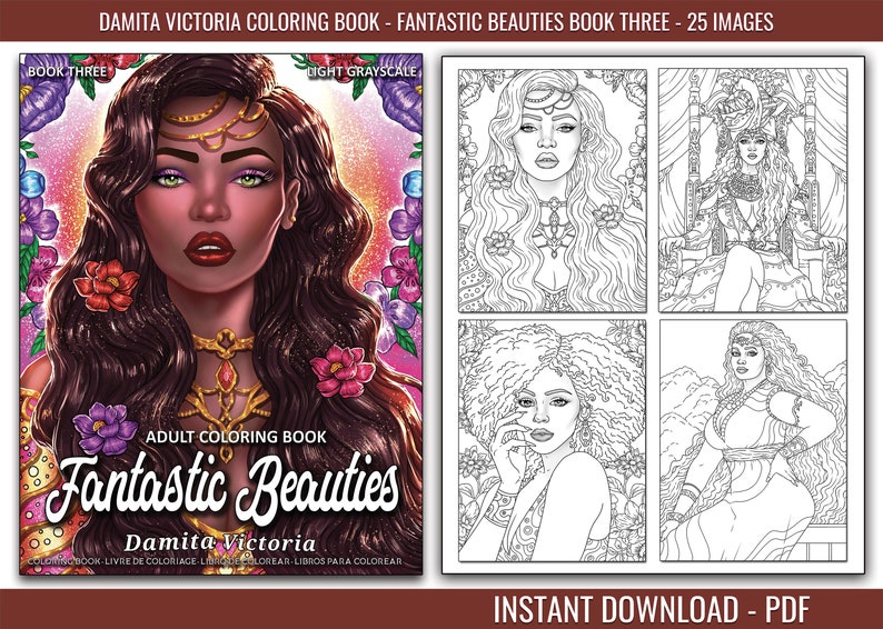 Adult Coloring Book Fantastic Beauties Book 3 Women Coloring Etsy