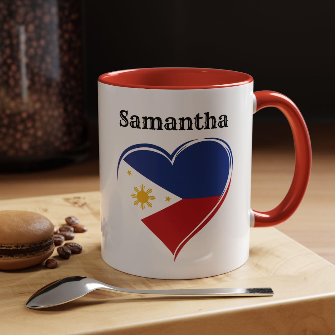 Personalized Filipino Heart Flag Accent Mug, Filipino Heart Flag Mug ...