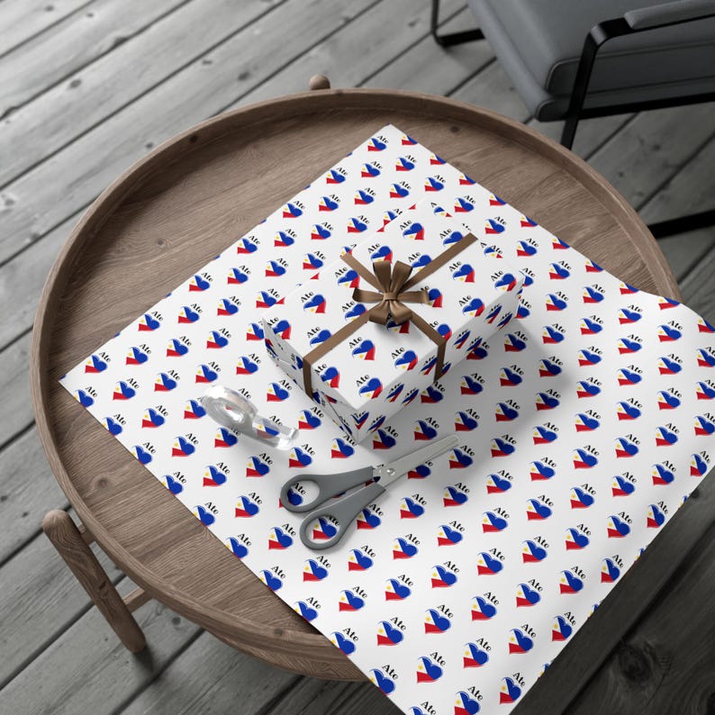 Ate Wrapping Paper, Ate Filipino Heart Flag Wrapping Paper, Heart Flag ...