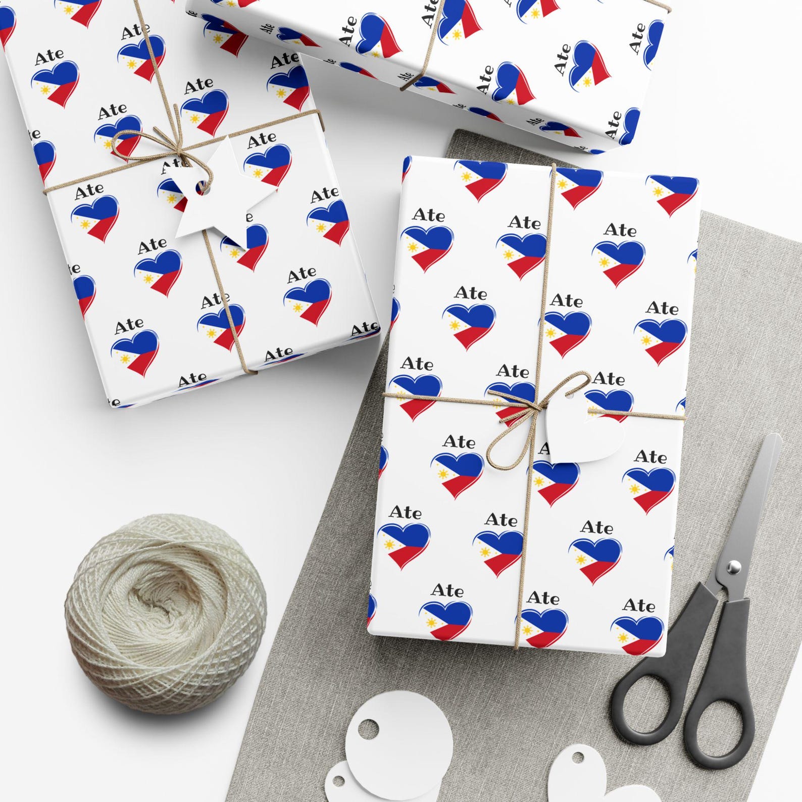 Ate Wrapping Paper, Ate Filipino Heart Flag Wrapping Paper, Heart Flag ...
