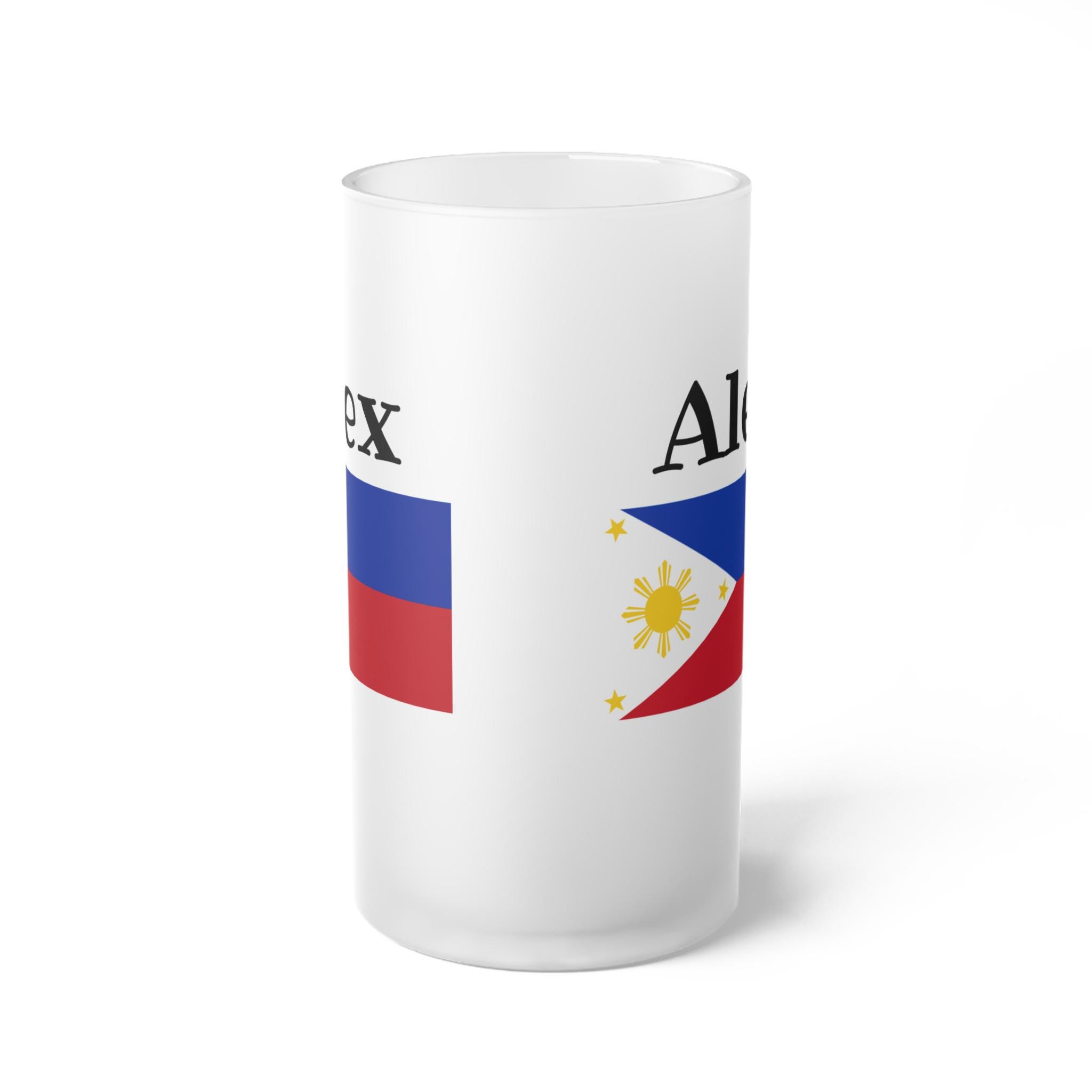 Personalized Filipino Flag Frosted Glass Beer Mug, Filipino Beer Mug ...