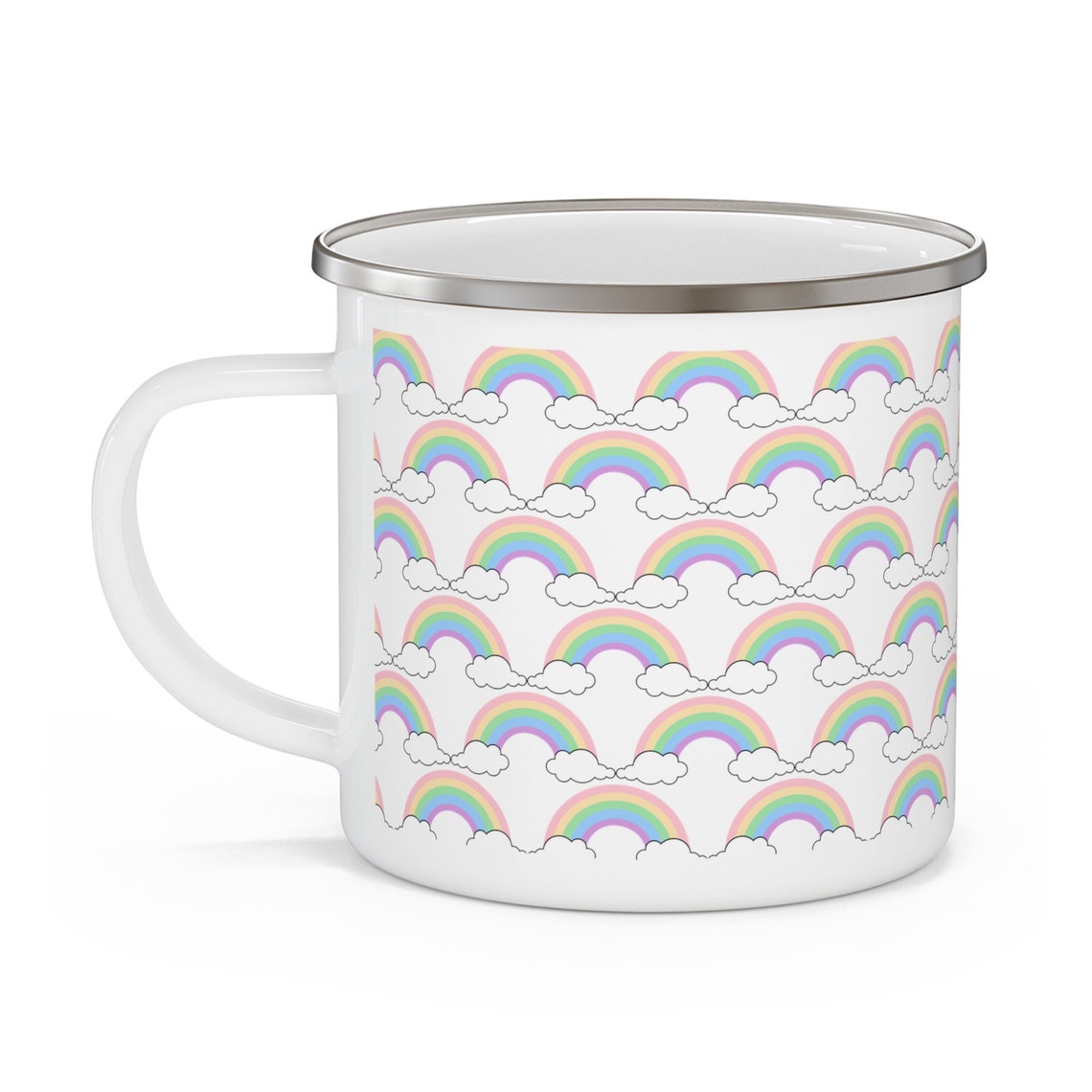 Rainbow Pattern Enamel Mug, Rainbow Mug, Rainbow Pattern Mug, Kids ...