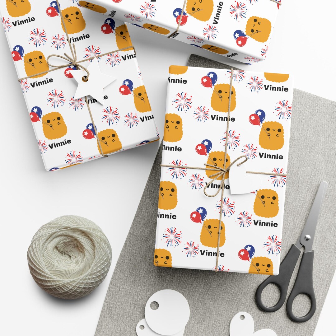 Personalized Birthday Nugget Wrapping Paper, Red White and Blue Nugget ...