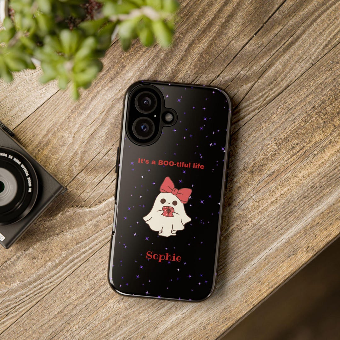 Personalized It's a Boo-tiful Life Ghost Girl With Bow iPhone 16 Tough ...